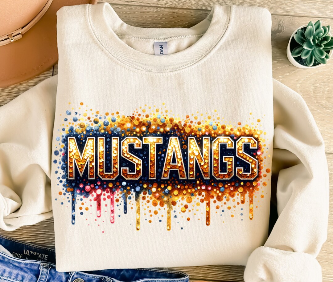 Gold Sequin Mustangs Png, Sublimation Design, School Mascot Png, Game Day Png, Sport Png, T ...