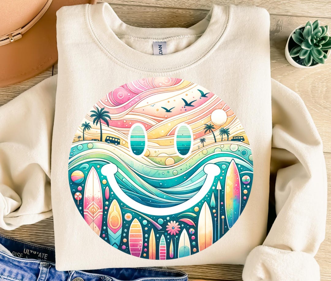 Summer Png, Sublimation Design, Smiley Face Png, Ocean Png, Beach Png ...
