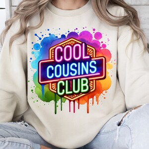 Cool Cousins Crew Png, Sublimation Design, Colorful Neon Png, Kids Png ...