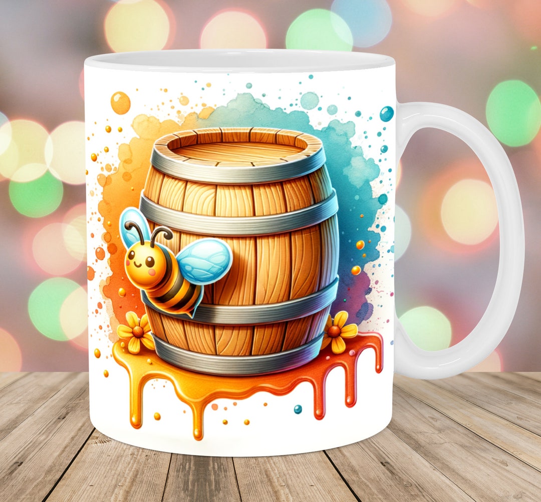 3D Bee Mug Wrap, 11oz & 15oz Mug Template, Mug Sublimation Design ...