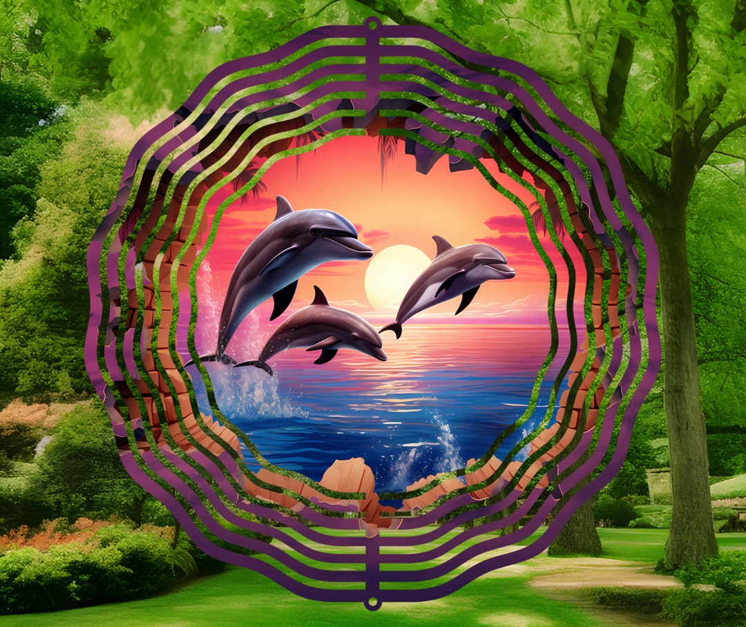 3D Dolphin Wind Spinner Sublimation Design, Hole in A Wall Wind Spinner ...