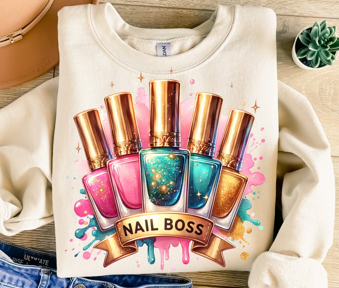 Nail Boss Svg, Sublimation Design, Glitter Nail Polish Clipart, Nail ...