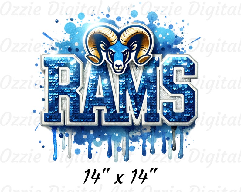 Rams Png, Sublimation Design, Mascot Png, Sport Png, Blue Silver Sequin ...
