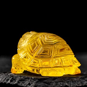 Turtle Figurine From Amber Piece, Hand Carved Gemstone, Baltic Amber ...