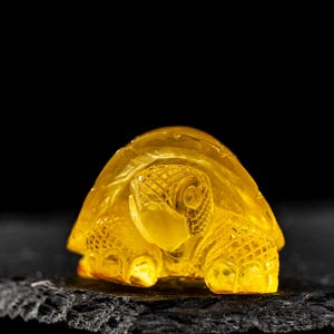 Turtle Figurine From Amber Piece, Hand Carved Gemstone, Baltic Amber ...