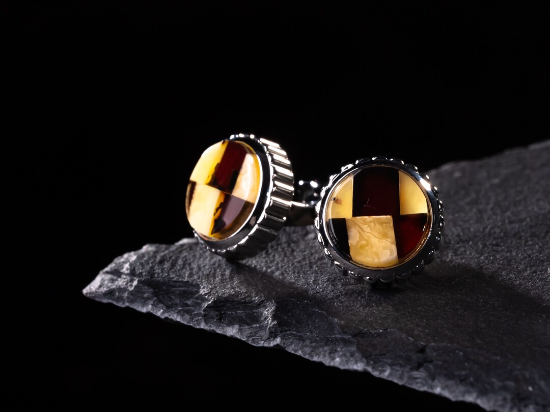 Elegant Amber Cufflinks for Men Premium Handcrafted Jewelry Unique Gift ...