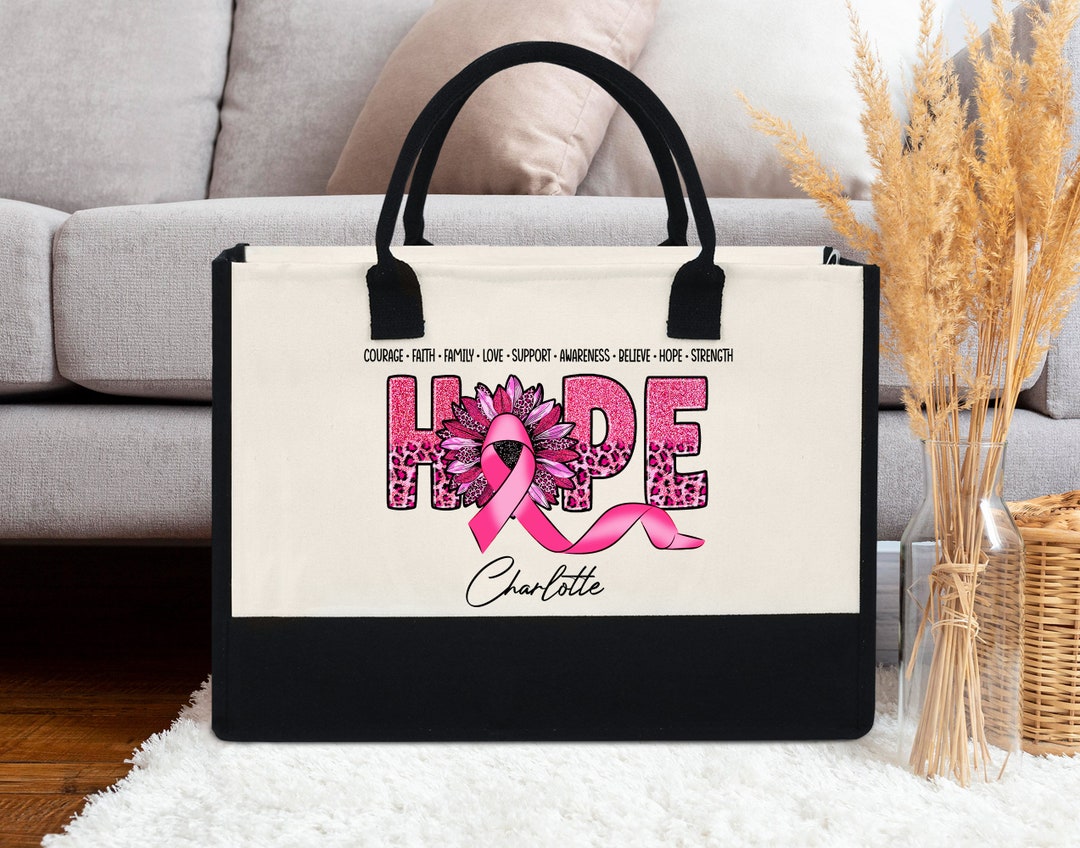 Hope Breast Cancer Tote Bag, Breast Cancer Awareness Bag, Fight Cancer ...