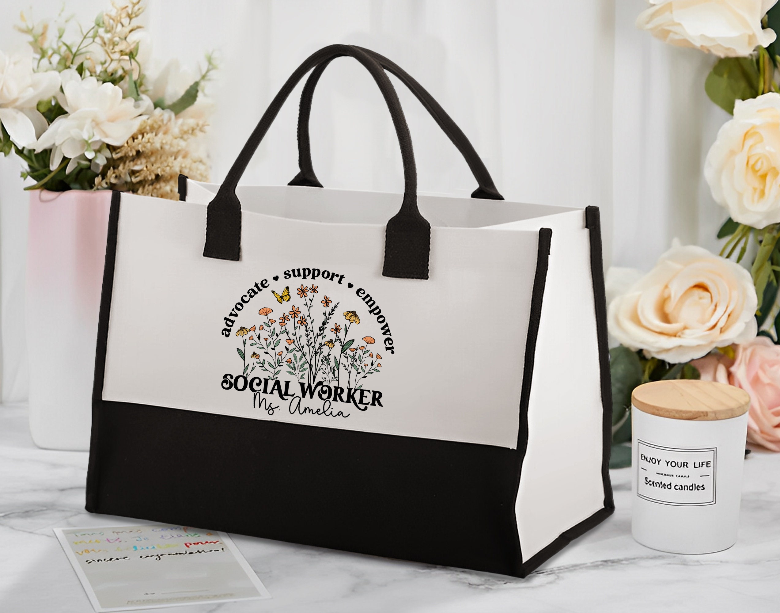 Social Work Tote Bag, Social Worker Gift, Social Worker Rainbow ...