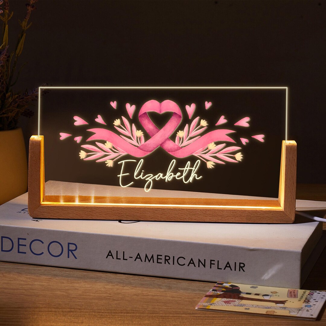 Personalized Breast Cancer Desk Name Plate, Breast Cancer Warrior Gift ...