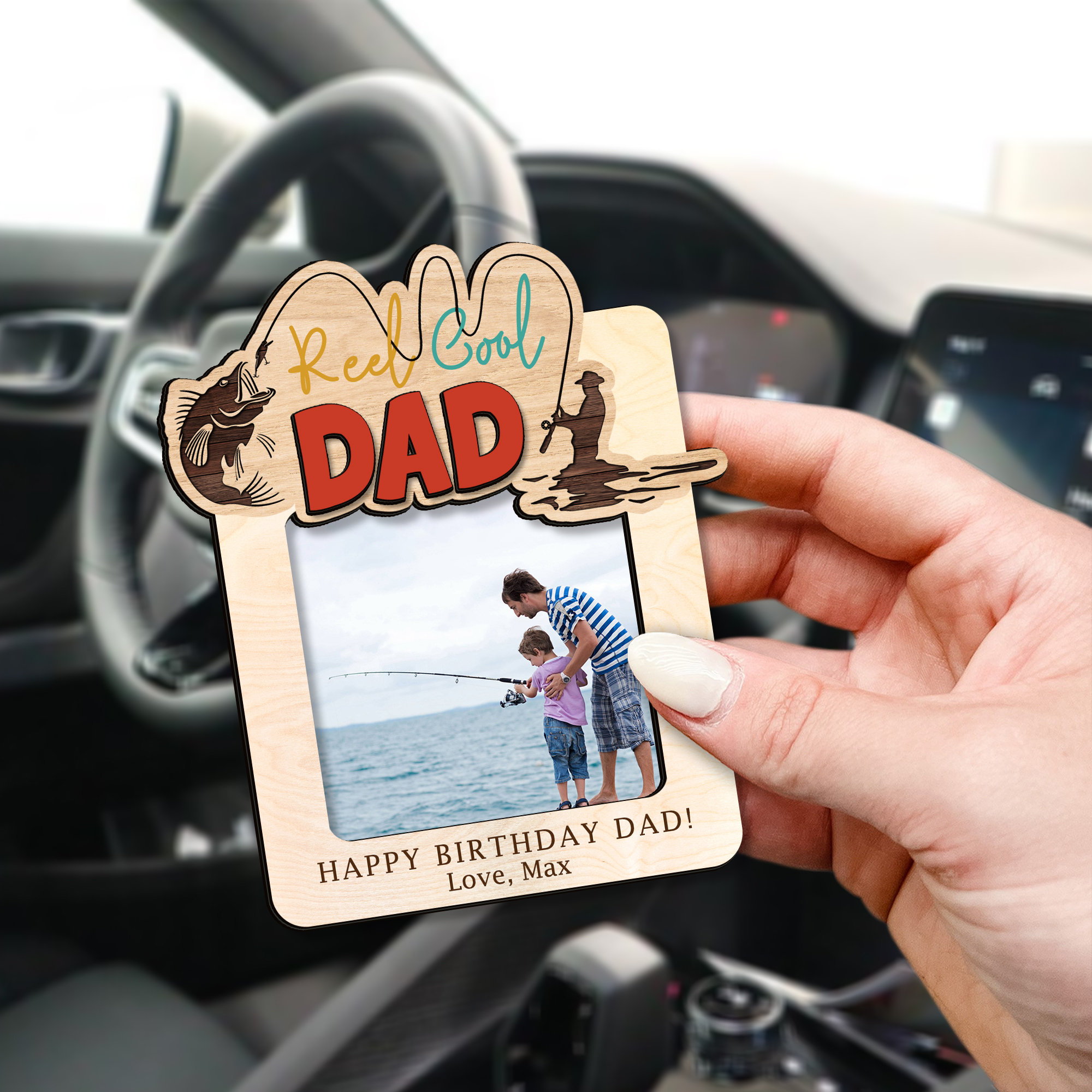 Personalized Fishing Dad Photo Car Visor Clip, Custom Grandpa Picture ...