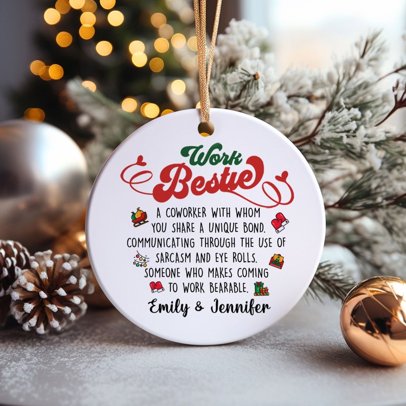 Coworker Christmas Gift Coworker Funny Christmas Ornaments Work Bestie ...