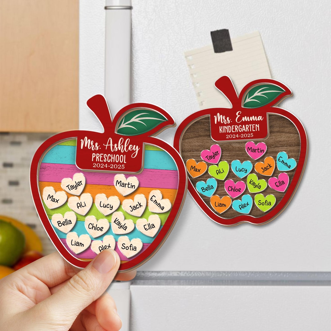 Personalized Teacher Apple Magnet, Custom Teacher Shaker Magnet ...