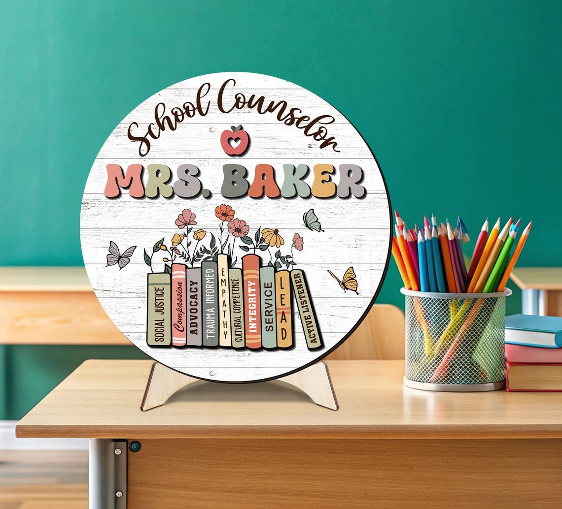 Personalized School Counselor 3D Sign, Custom School Psychologist Gift ...