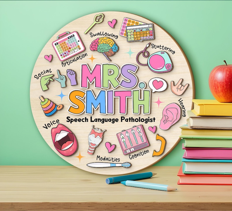 Speech Pathologist Hanger Sign, Daisy Speech Therapist, SLP 3D Door ...