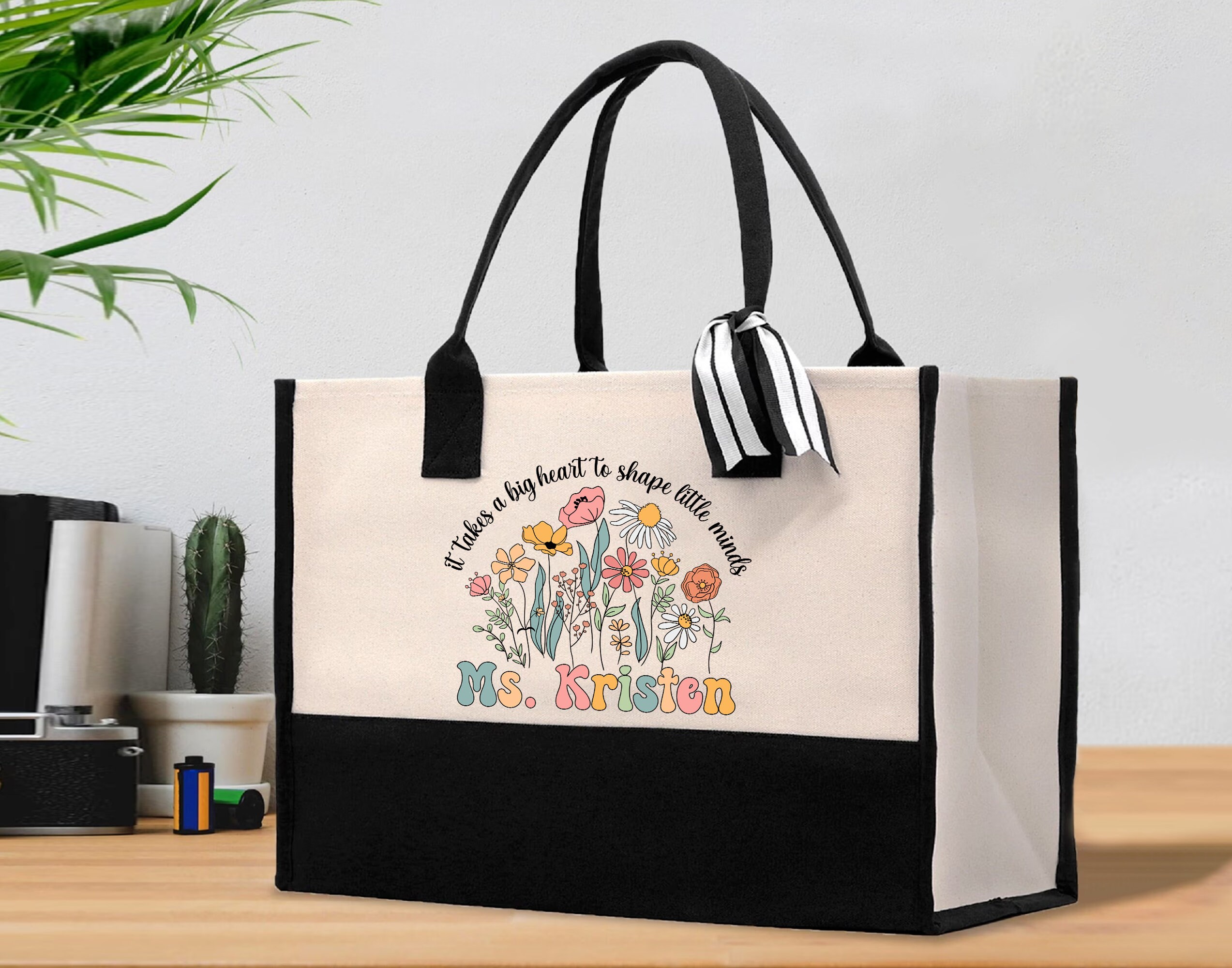 Personalized Teacher Tote Bag, Custom Teacher Tote Bag, Helping Little ...