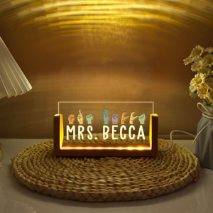 ASL Teacher Gift, Sign Language Gift, Teacher Name Sign, Teacher ...