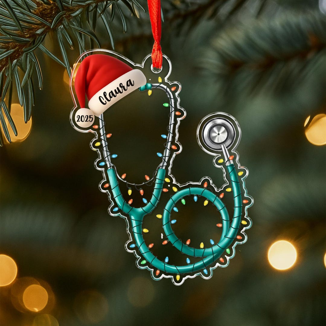 Custom Stethoscope Ornament, Heart Shape Acrylic Xmas Tree Decor ...
