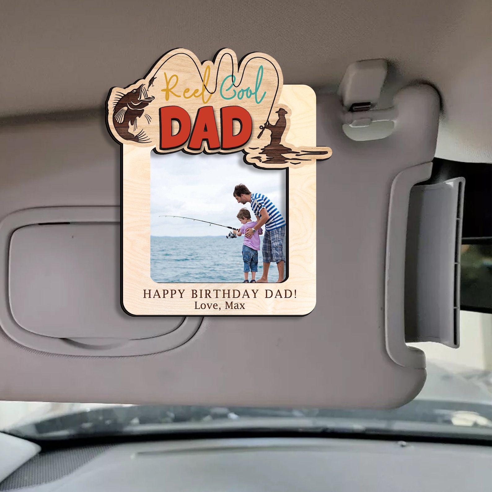 Personalized Fishing Dad Photo Car Visor Clip, Custom Grandpa Picture ...