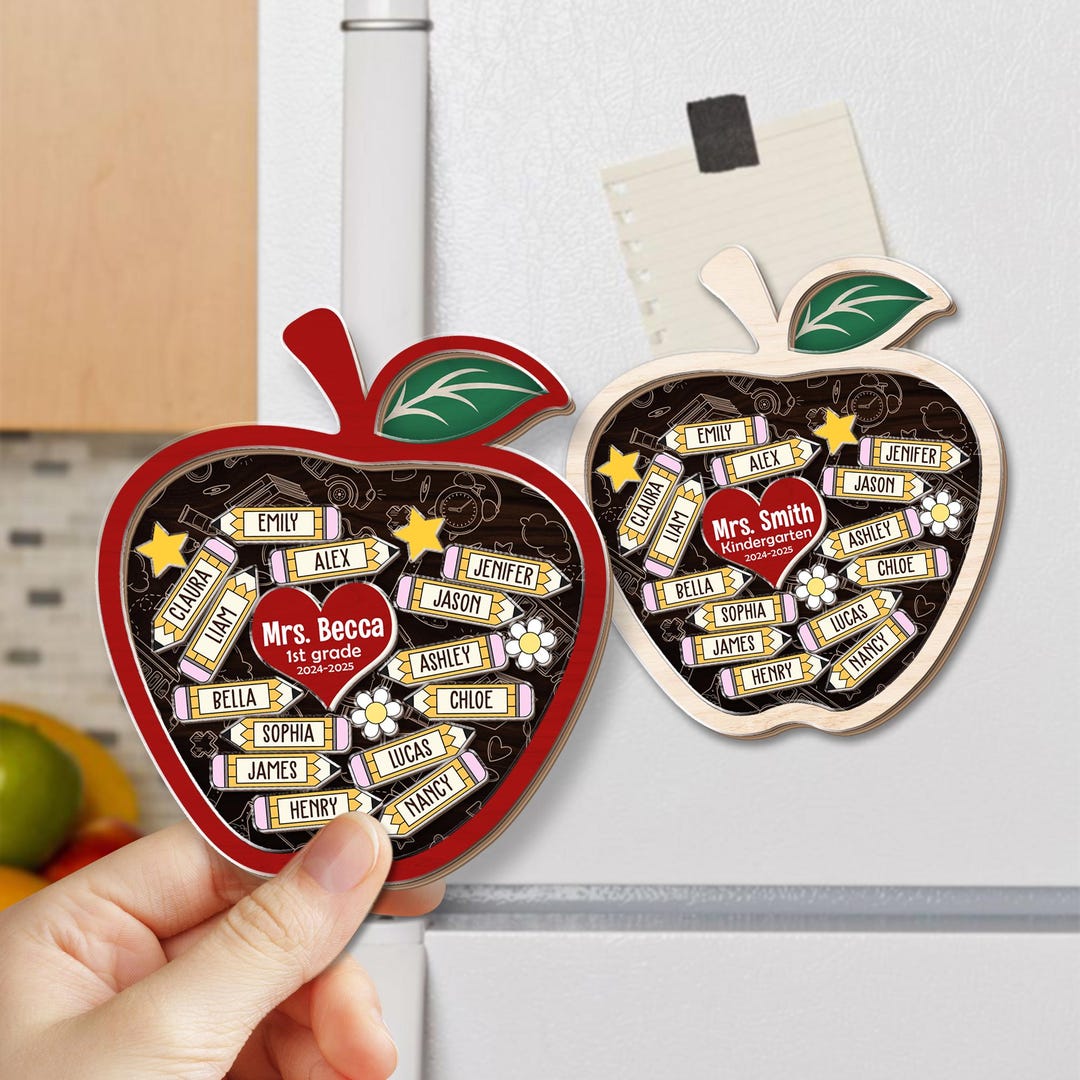 Personalized Teacher Apple Magnet, Custom Teacher Shaker Magnet ...