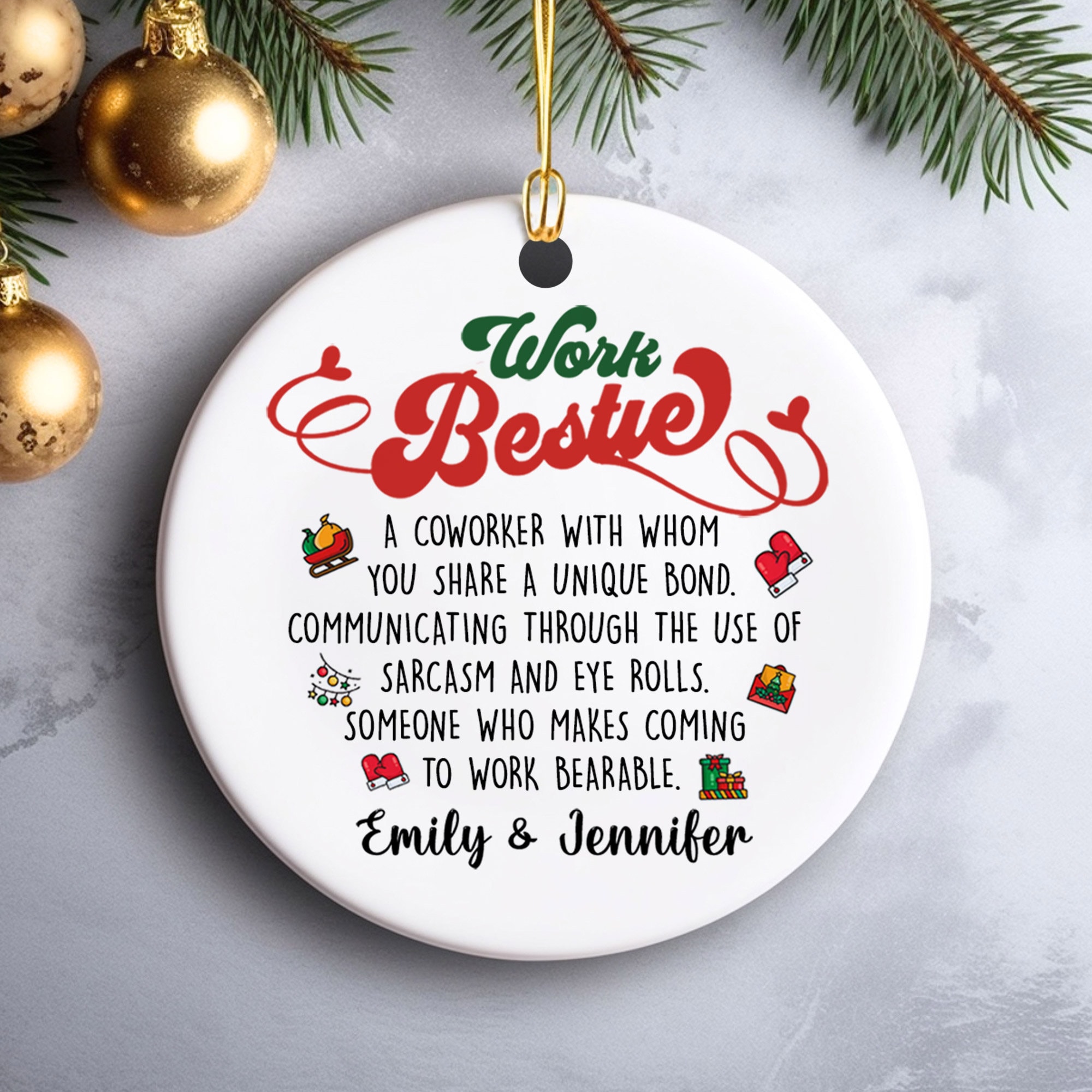 Coworker Christmas Gift Coworker Funny Christmas Ornaments Work Bestie ...