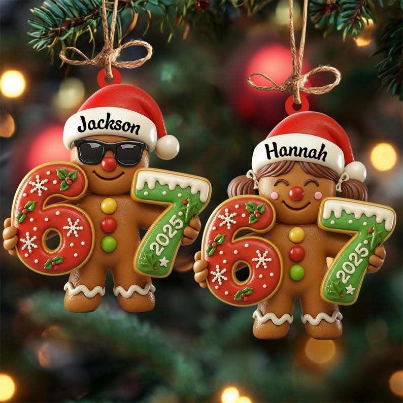 Personalized Gingerbread 67 Acrylic Ornament 2d, Six Seven Meme, Custom ...