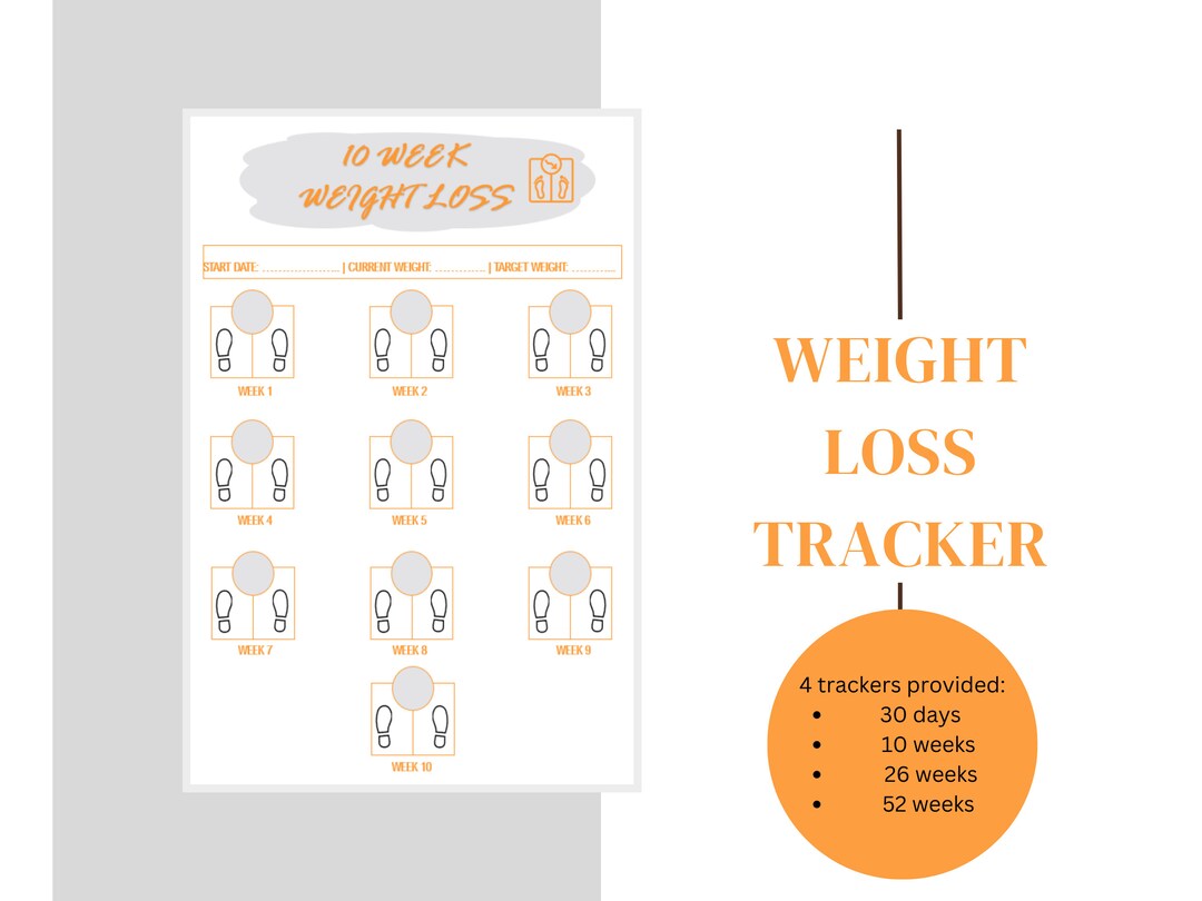 Weight Loss Tracker Printable, Digital Weekly Weight Tracker, Weight ...