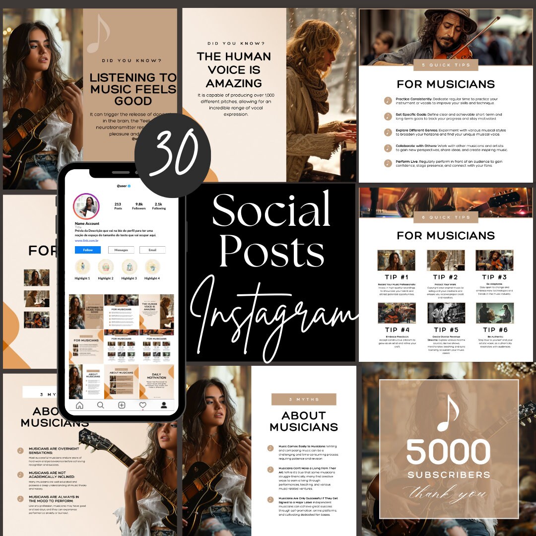 Instagram Templates for Musicians, Music Social Media Posts, Download ...