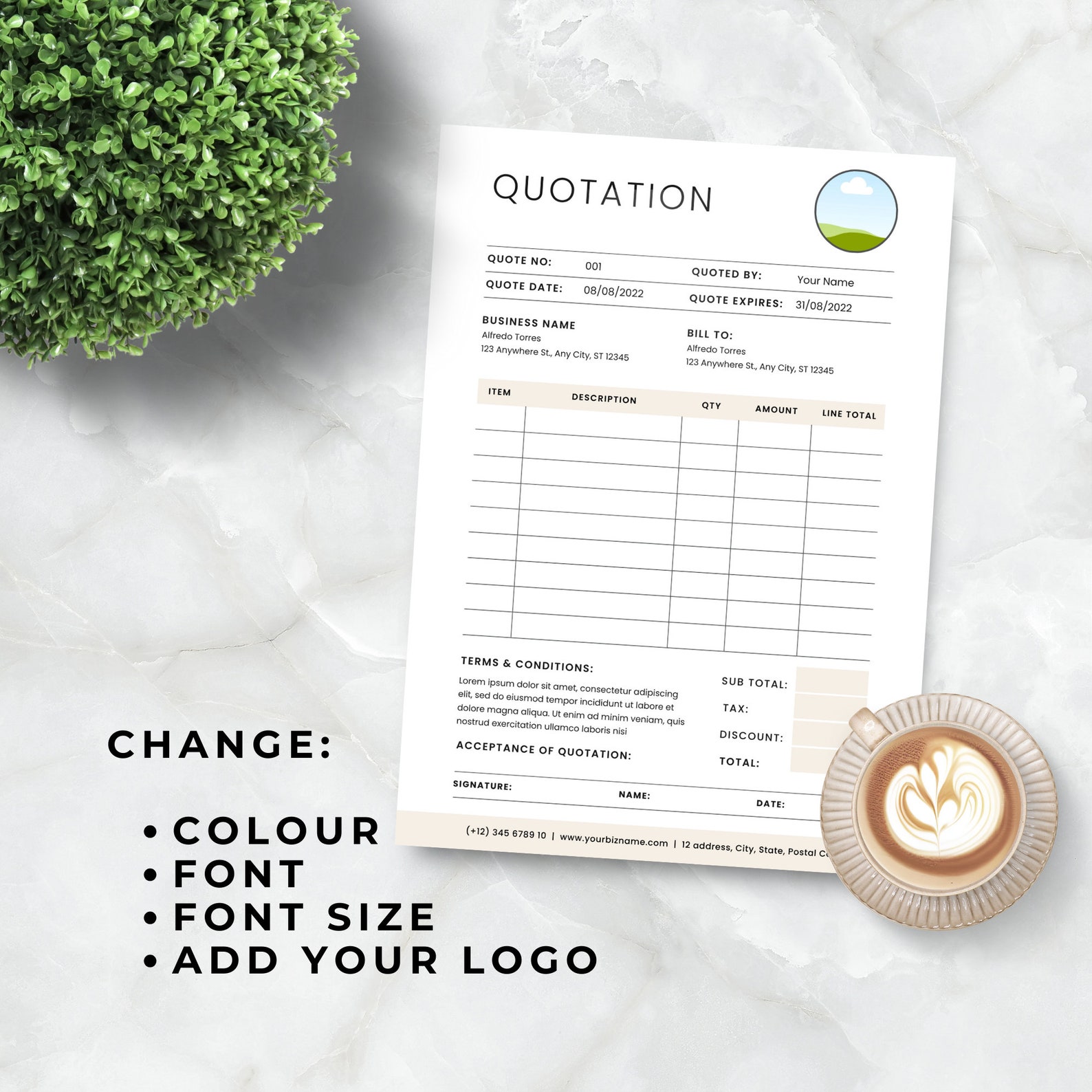 Editable Quote and Invoice, Quotation Invoice Template, Instant ...