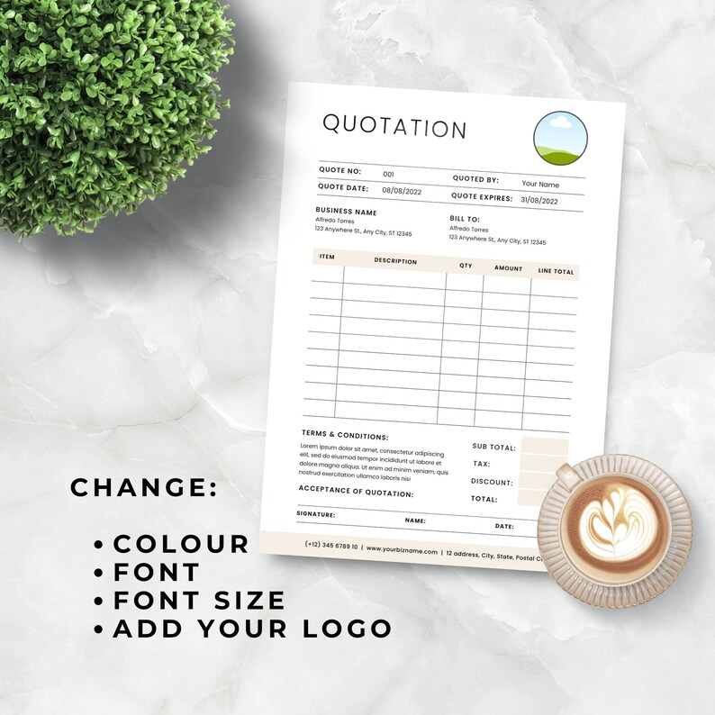 Editable Quote and Invoice, Quotation Invoice Template, Instant ...