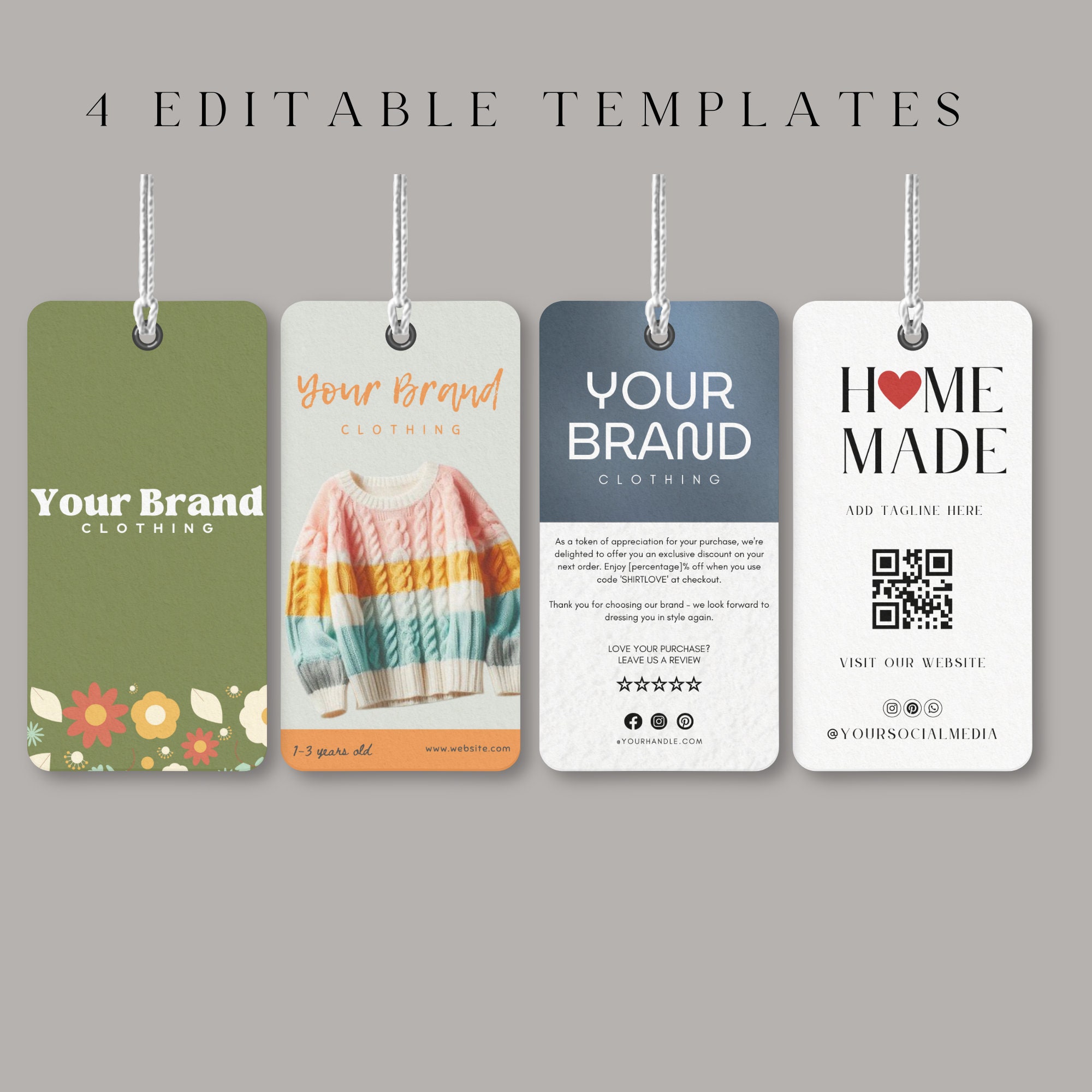 Clothing Tag Canva Template, Hang Tags, Clothing Card Labels, Small ...