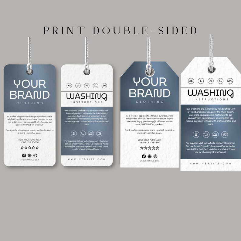 Clothing Tag Canva Template, Hang Tags, Clothing Card Labels, Small ...