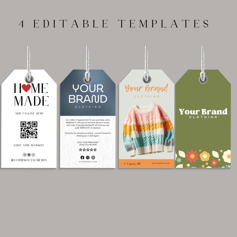Clothing Tag Canva Template, Hang Tags, Clothing Card Labels, Small ...