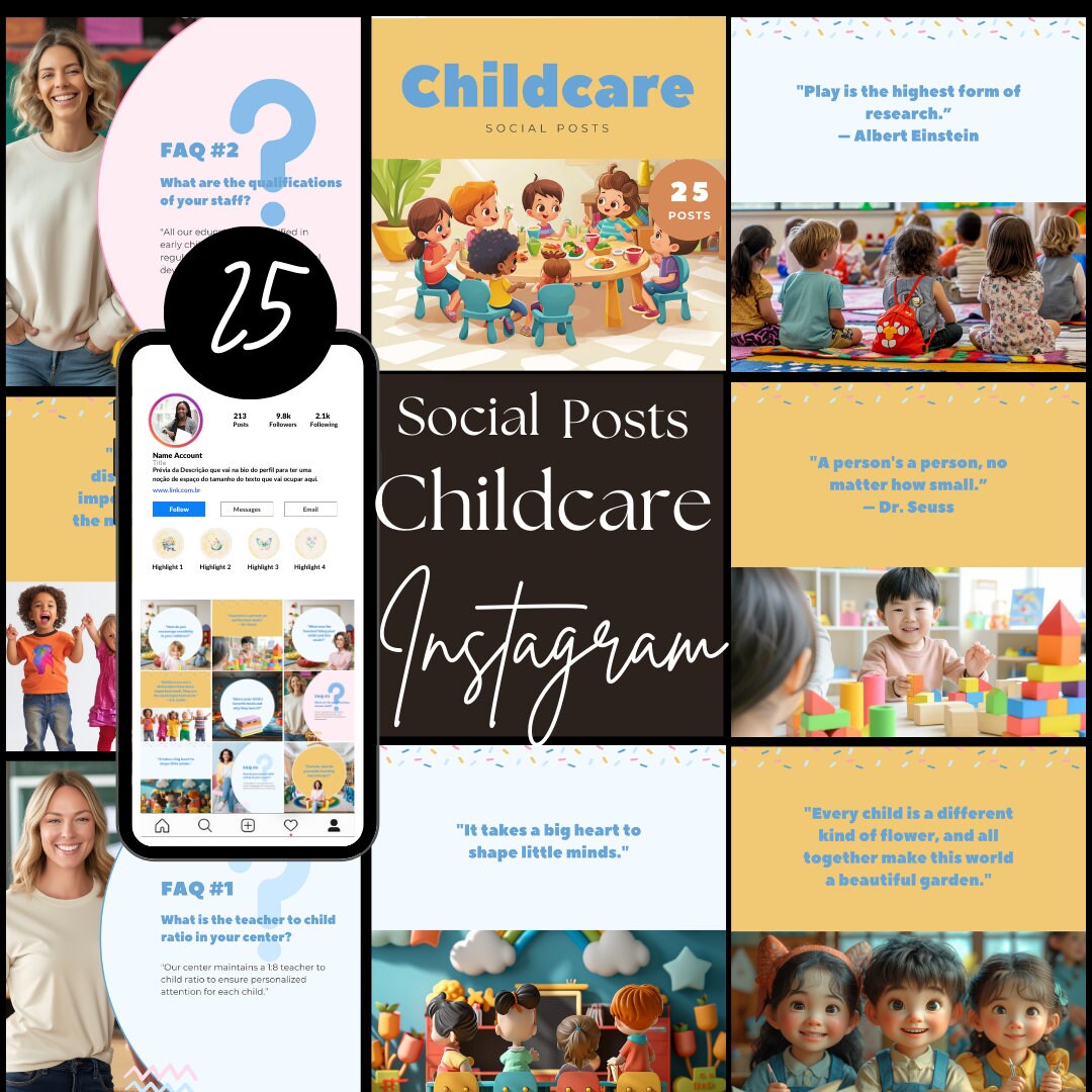 Child Care Social Media Posts, Instagram Template for Daycare, Children ...