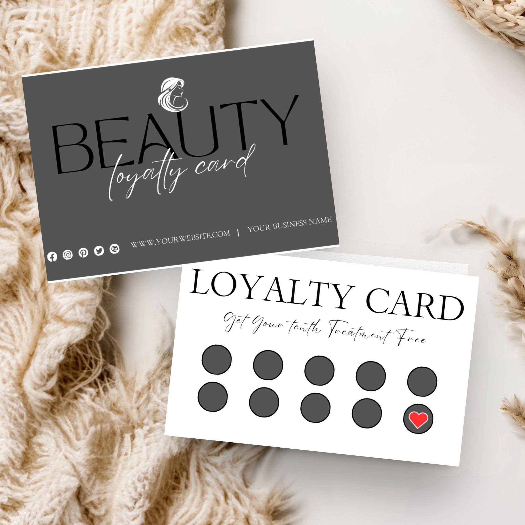 Beauty Salon Loyalty Card Template, Printable Beauty Rewards Card ...