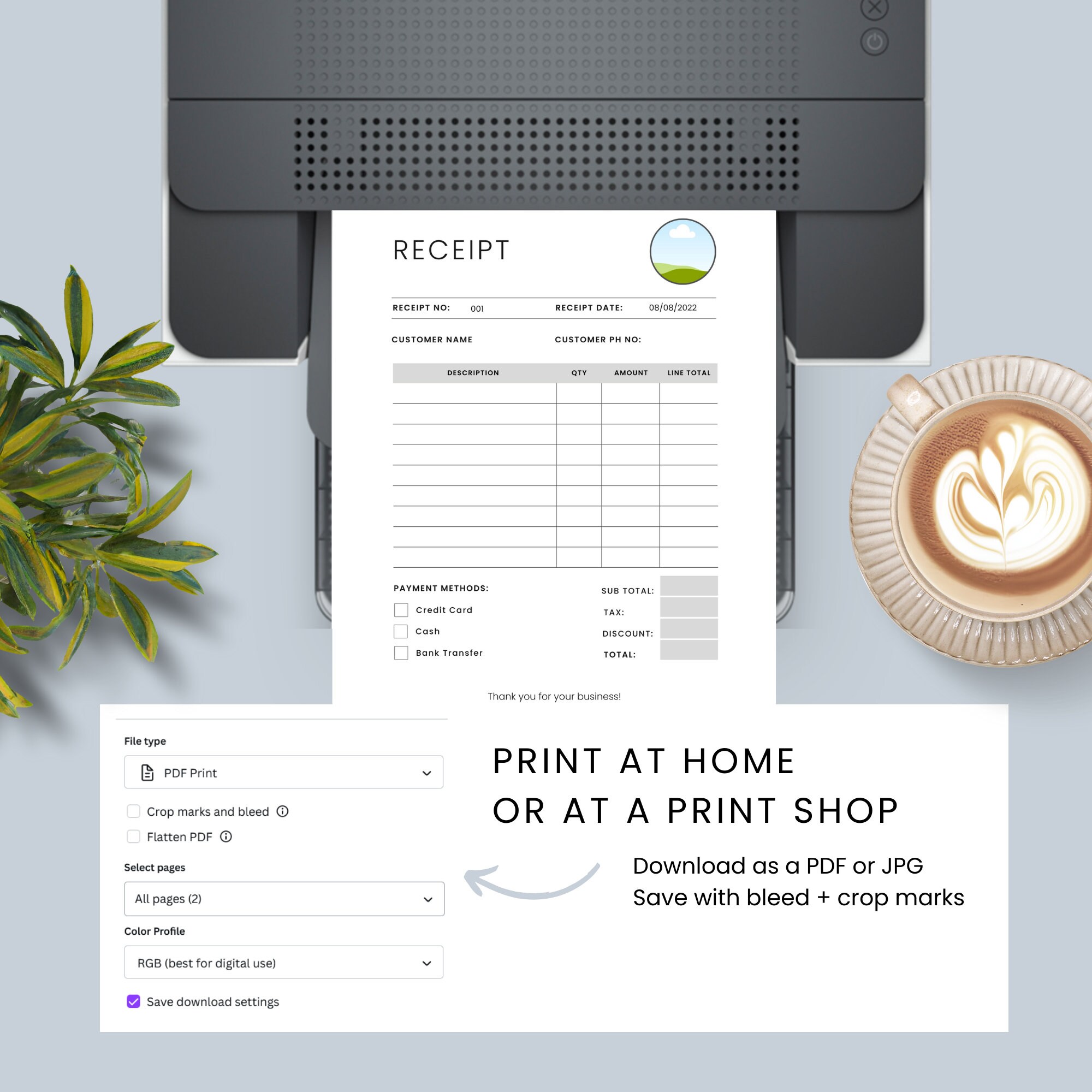 Customer Receipt Template Forms, EDITABLE Canva Form, Instant Download ...