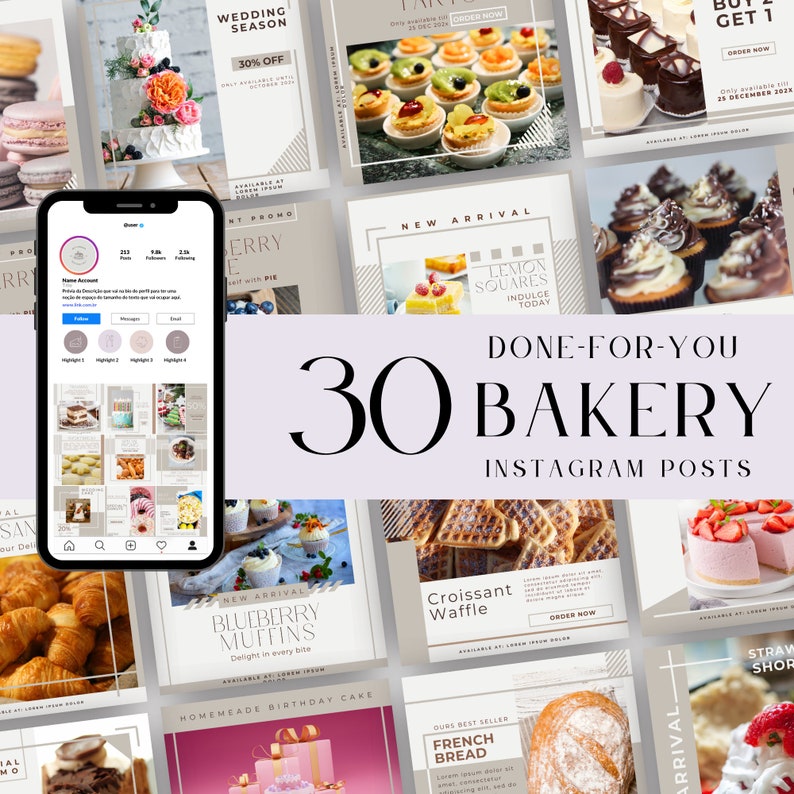 Bakery Instagram Posts, Social Media Templates, Instant Download ...