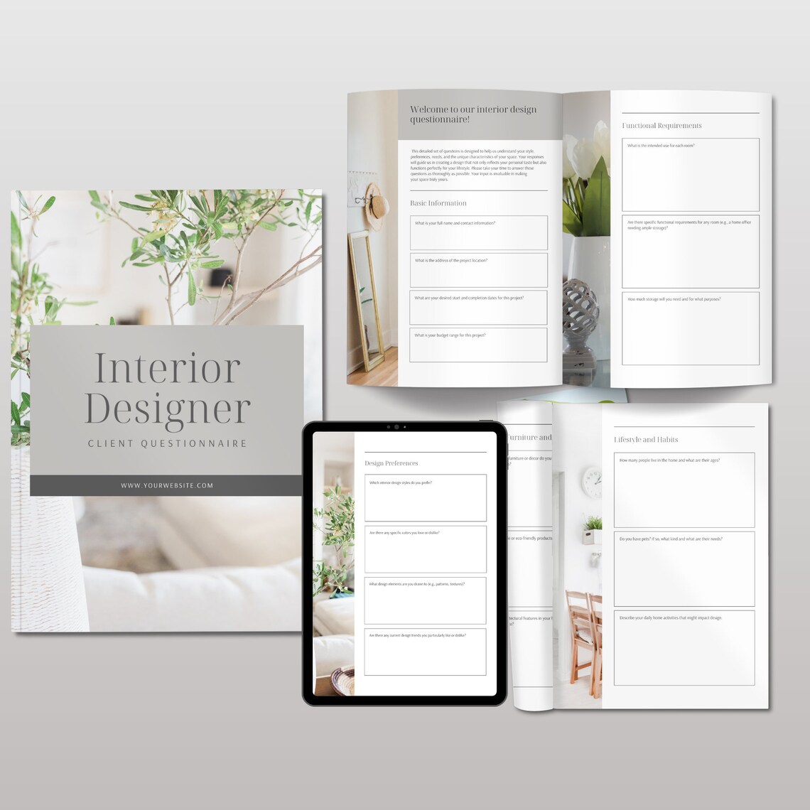 Interior Design Client Questionnaire, Fully Editable, Canva Template ...
