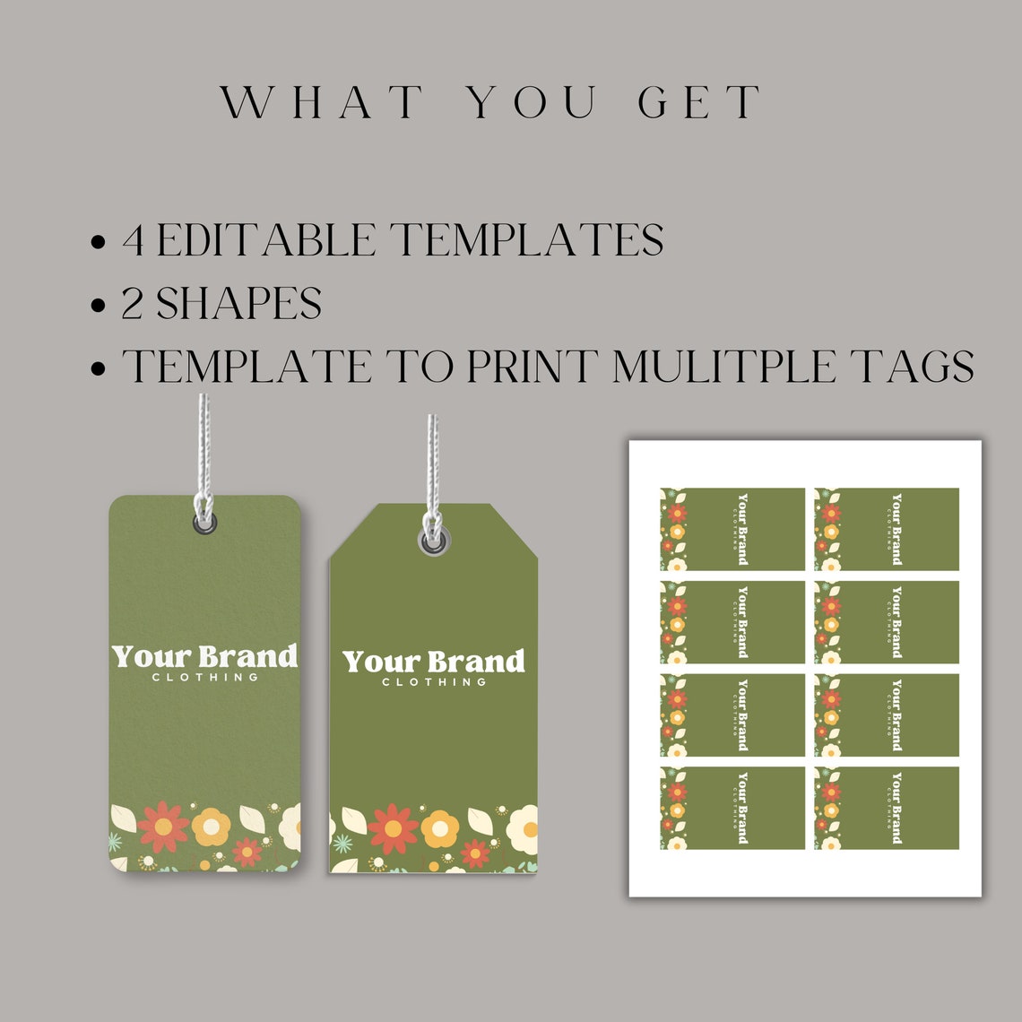 Clothing Tag Canva Template, Hang Tags, Clothing Card Labels, Small ...