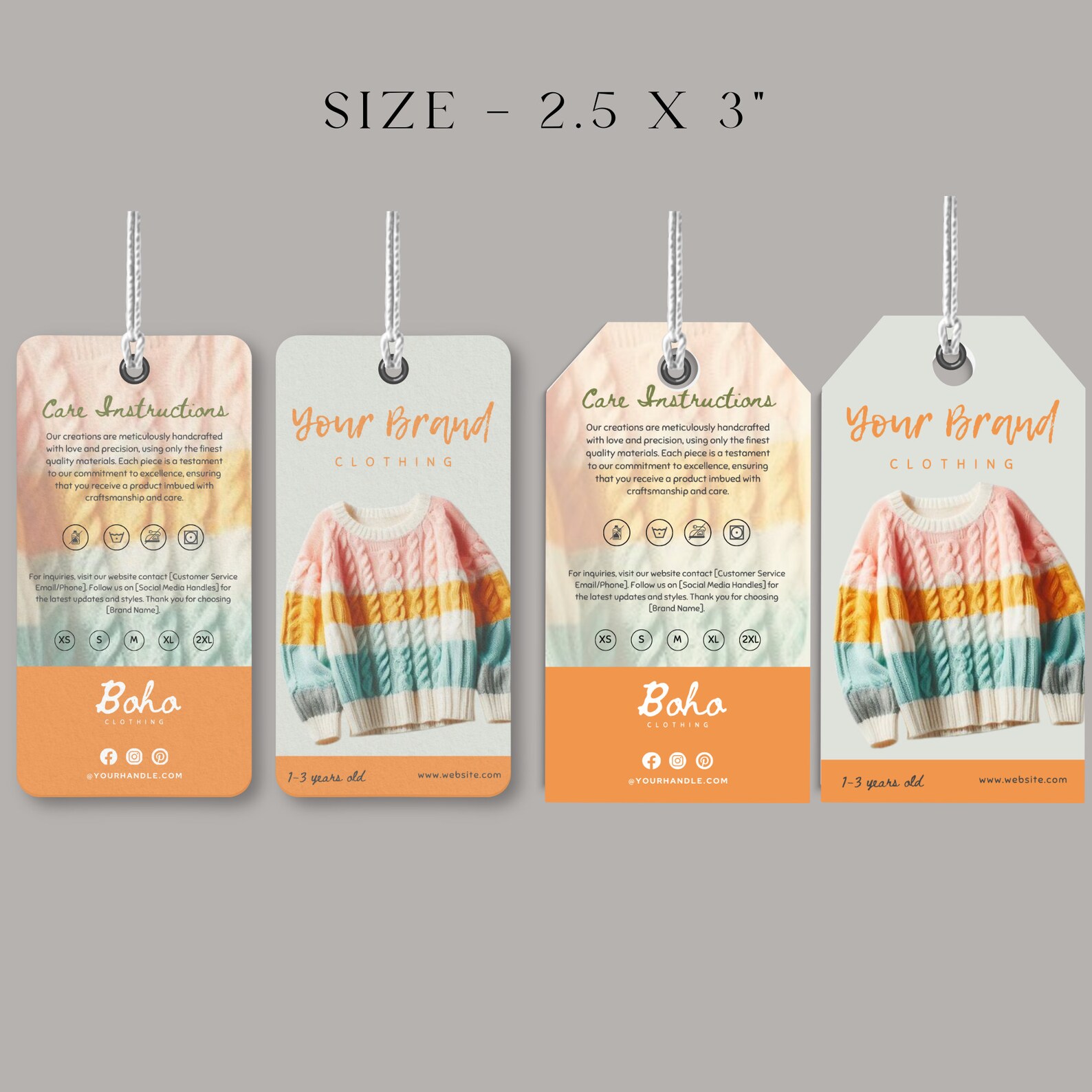 Clothing Tag Canva Template, Hang Tags, Clothing Card Labels, Small ...