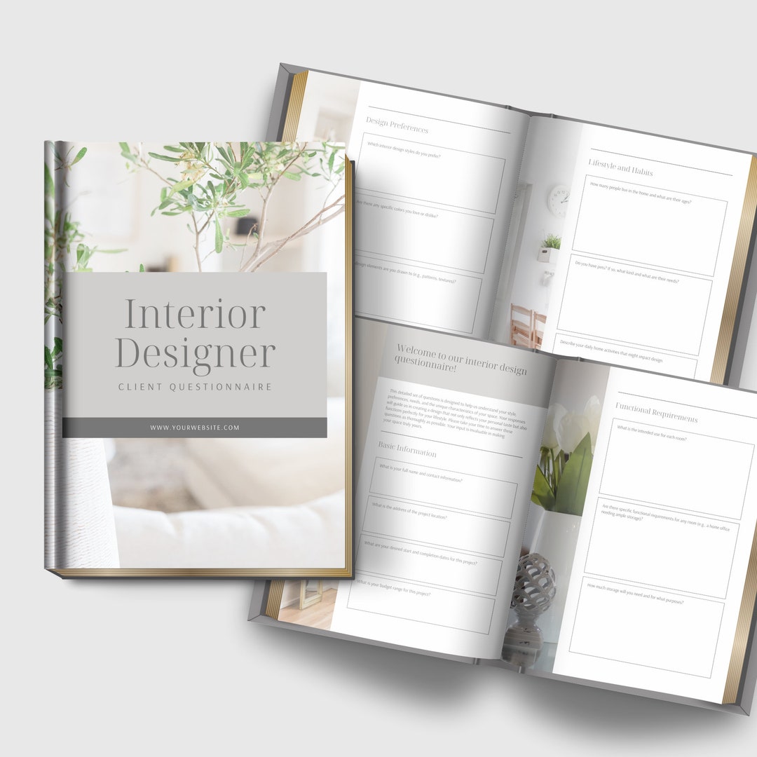 Interior Design Client Questionnaire, Fully Editable, Canva Template, Client Onboarding, Digital ...