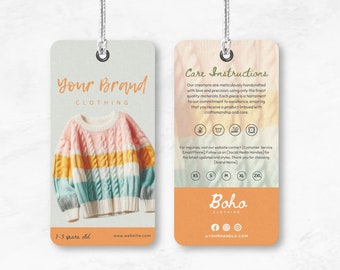Clothing Tag Canva Template, Hang Tags, Clothing Card Labels, Small ...