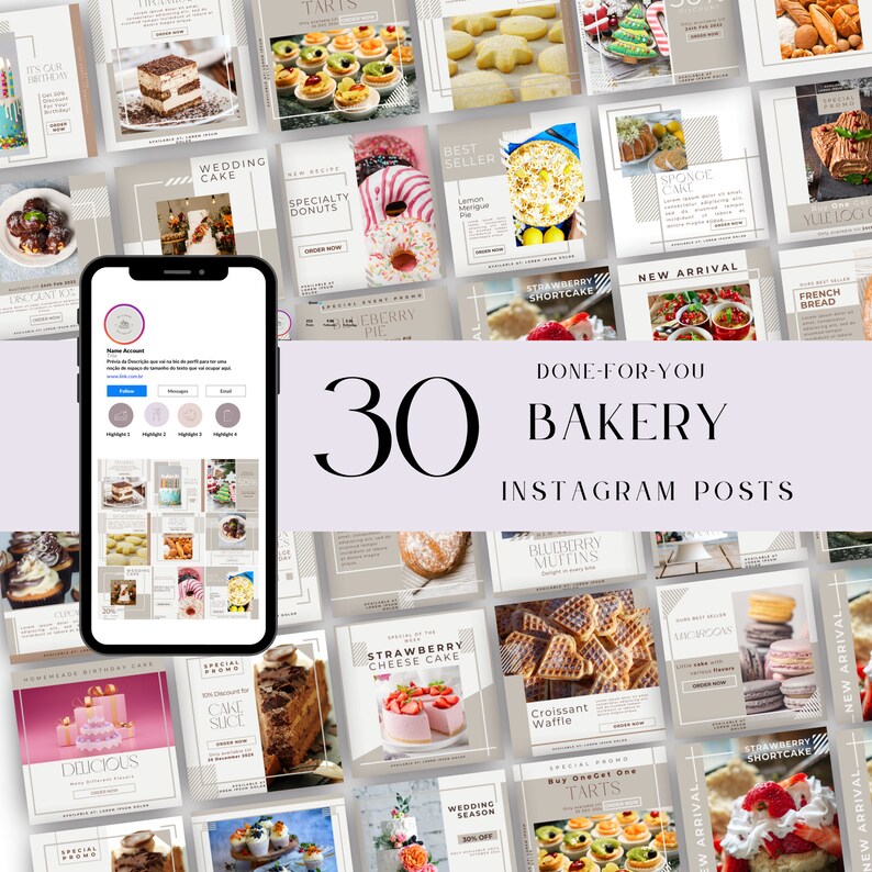 Bakery Instagram Posts, Social Media Templates, Instant Download ...