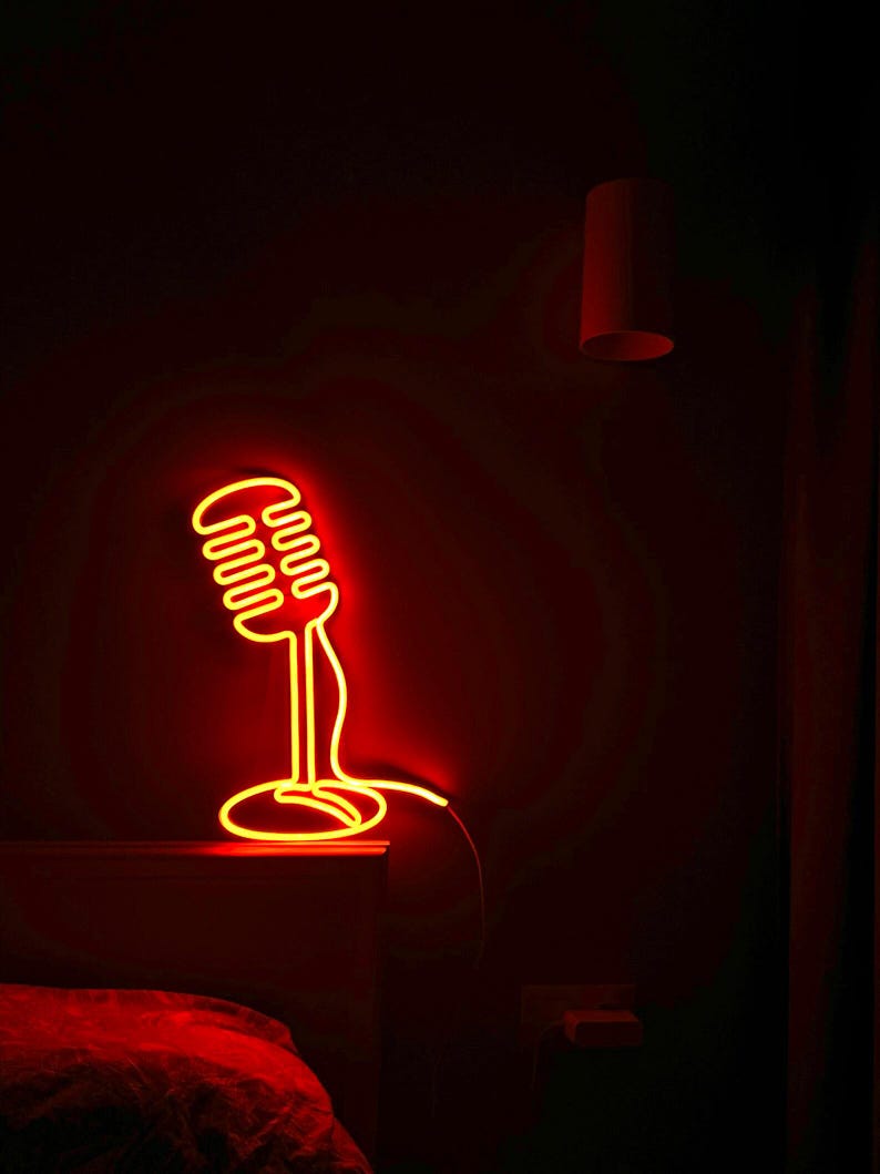 Microphone Neon Sign: Neon Led Sign - Custom LED Decor - Custom Neon ...