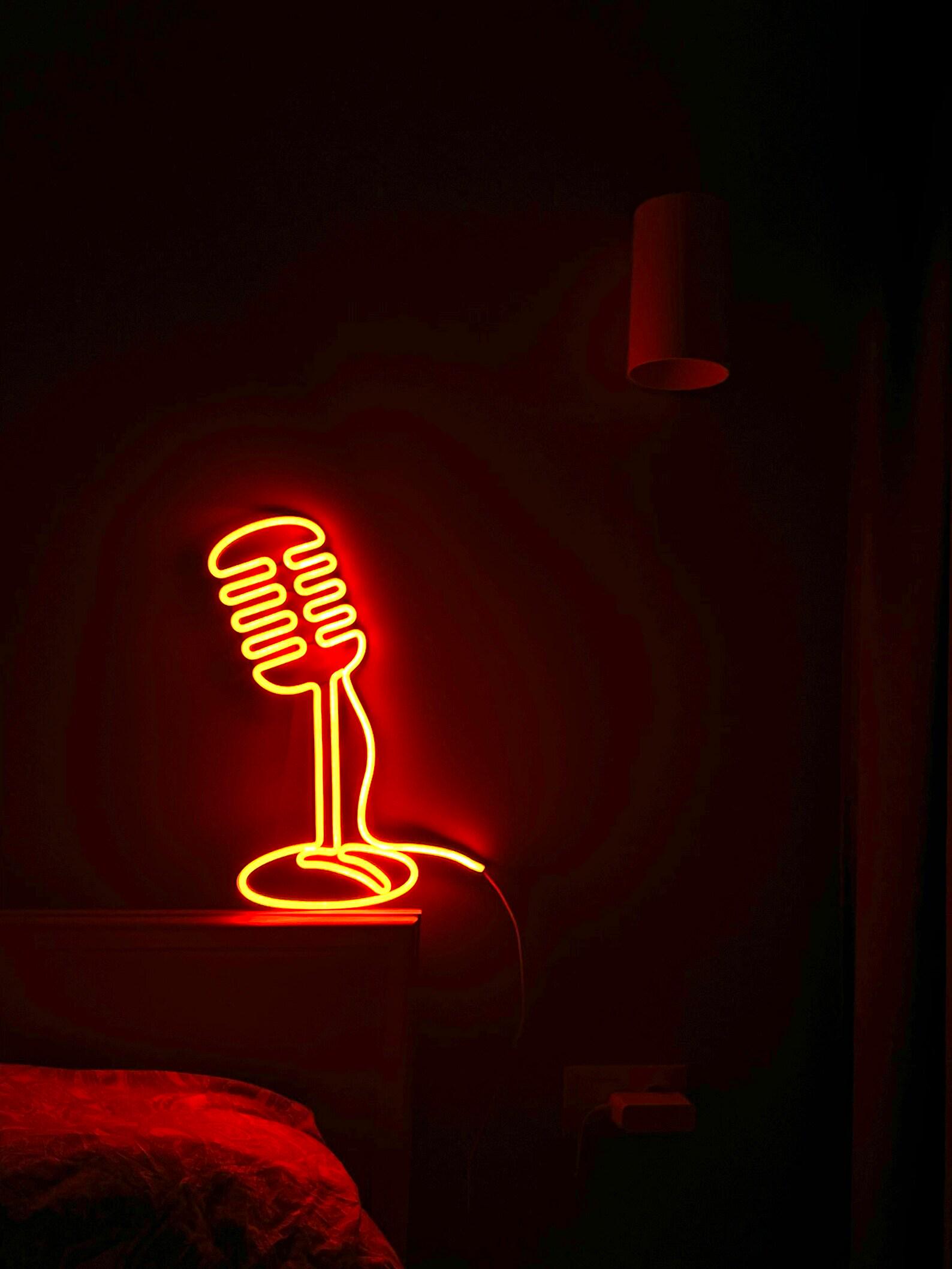 Microphone Neon Sign: Neon Led Sign - Custom LED Decor - Custom Neon ...