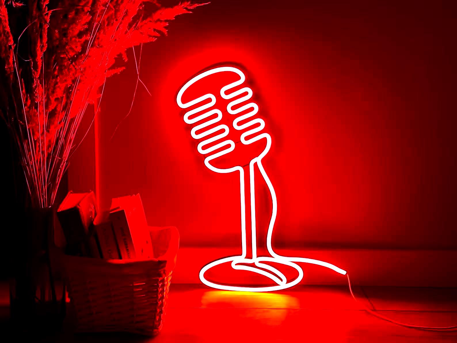Microphone Neon Sign: Neon Led Sign - Custom LED Decor - Custom Neon ...