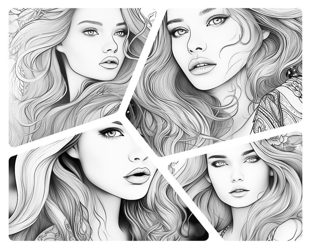 Coloring Pages of Beauty Women Malvorlage PDF Buch Zum - Etsy