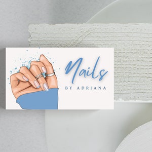 Baby Blue Business Card for Nail Tech, Custom Nail Artist Calling Card ...