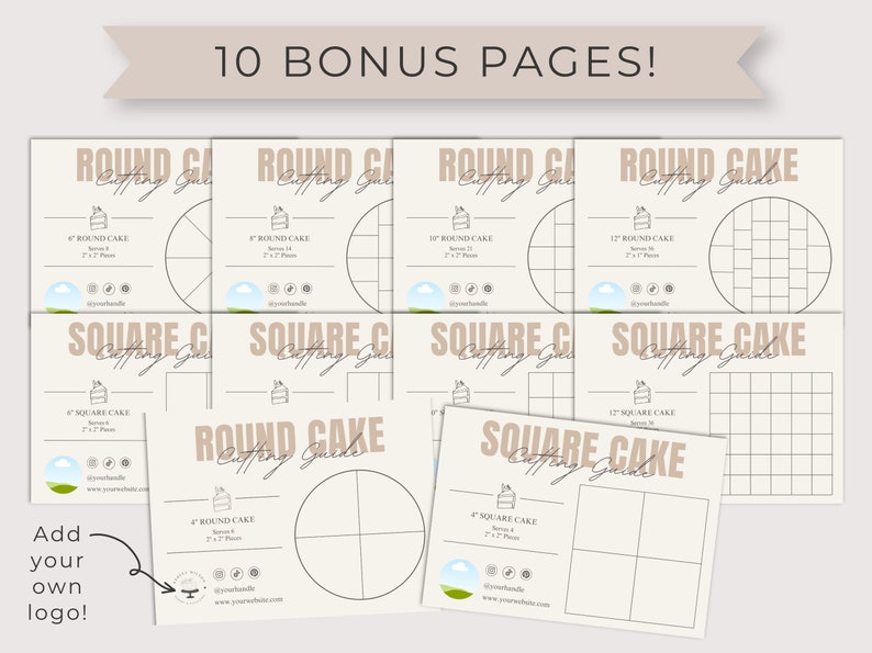 Cake Cutting Guide, Bakery Business Cake Serving Guide, Cake Portion ...