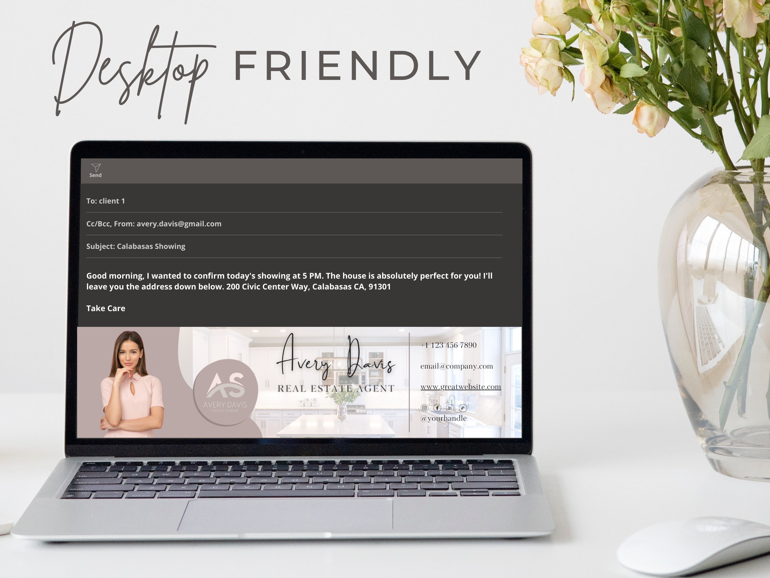 Professional Email Signature Template With Logo and Photo, Realtor ...