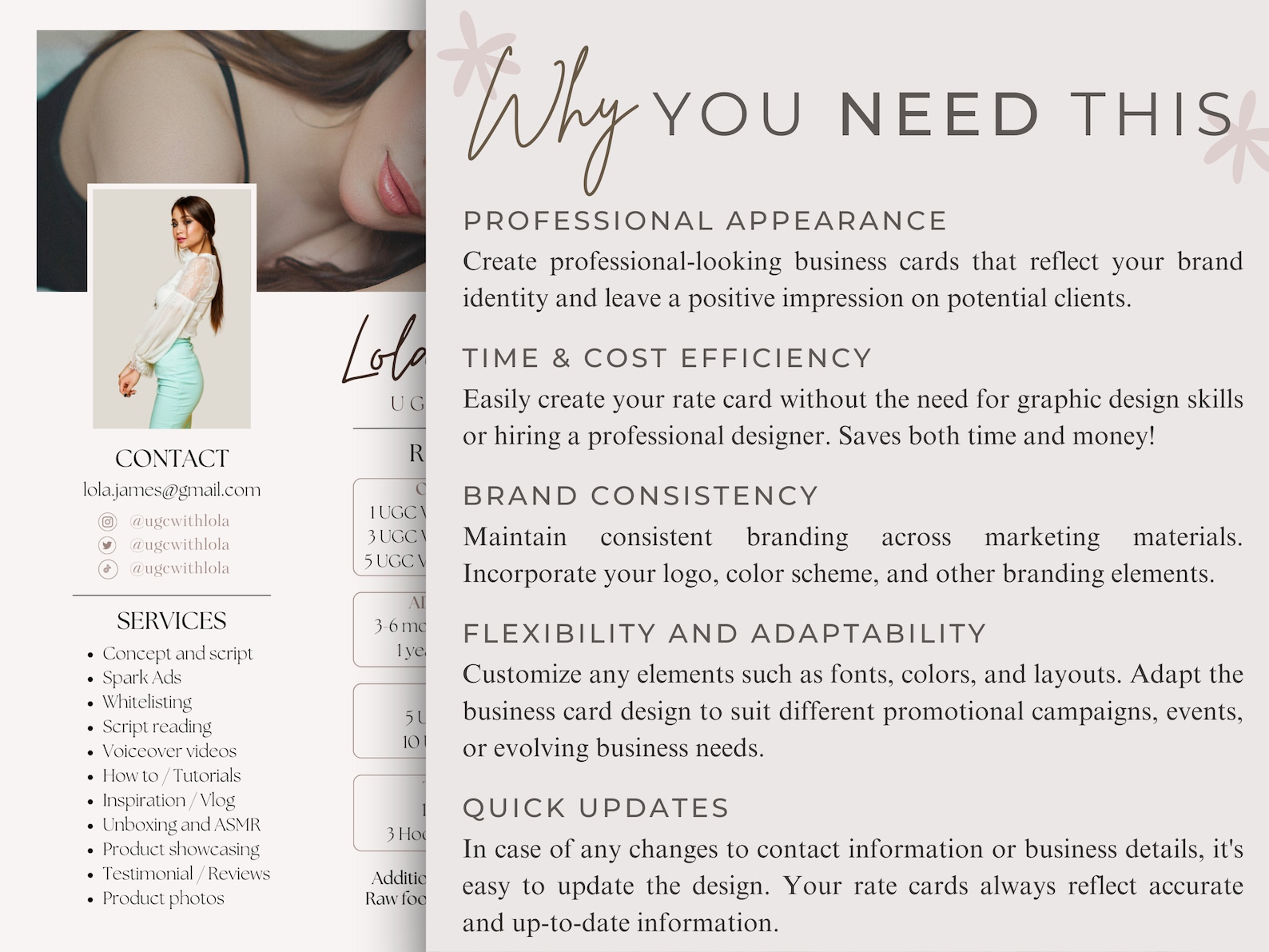 Editable UGC Rate Card Template, Minimalistic UGC Rate Sheet, Modern ...